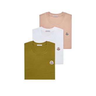 Moncler Moncler Logo Patch Cotton T-shirt (pack Of Three), Women, Multicolour, Size: Xl