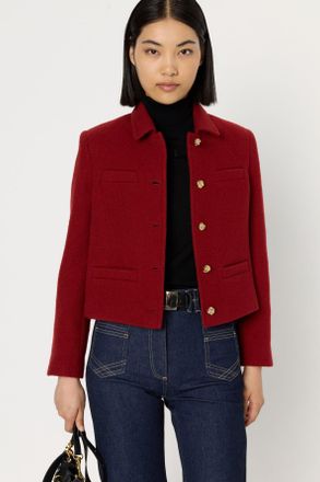 Gerard Darel Veste courte en laine vierge - NORINE - Rouge baiser