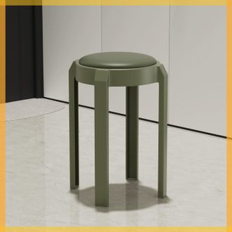 Generic Stapelbare runde Kunststoffhocker - 45 cm hohe, r&uuml;ckenlehnenlose Barhocker mit gepolsterten Sitzen, tragbare, stapelbare St&uuml;hle f&uuml;r Zuhause, Schule, K