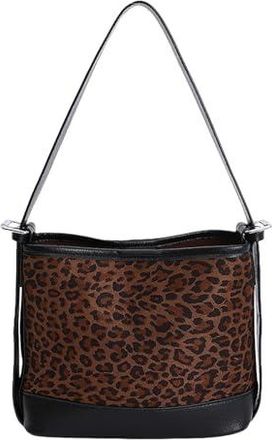 Generic Kexpery Sac seau en PU pour femmes et filles Sac d&eacute;paule &agrave; fermeture &eacute;clair Bandouli&egrave;re r&eacute;glable Sac patchwork pour shopping sorties