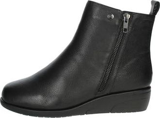Cinzia Soft Bottines femme en cuir noir, compens&eacute;es basses, plante large, semelle amovible, 18843, Noir, 39 EU