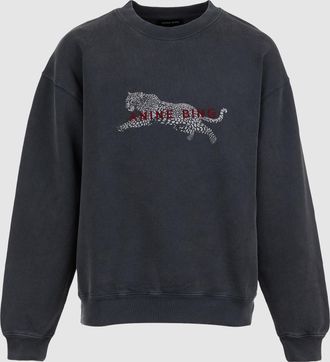 Anine Bing Sweatshirt Leopard Spencer Washed Black
