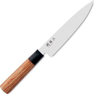 Kai Seki Magoroku Redwood Allzweckmesser 15,0 cm Klingenlänge - Carbon 1K6 Edelstahl mit 57 (±1) HRC - hochglanzpolierte Klinge - Pakkaholz Red Wood - Han