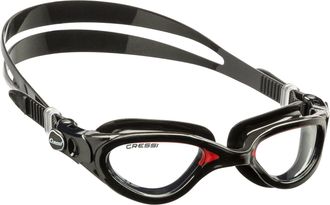 Cressi Flash - Premium Erwachsene Schwimmbrille Antibeschlag und 100% UV Schutz, Schwarz/Rot - Transparent Linsen, D (140 mm)