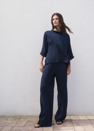 Mango Blouse fluide oversize bleu marine - Femme - L - MANGO