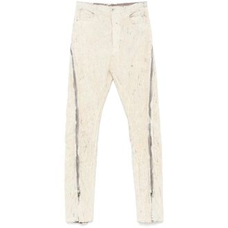 Rick Owens Homme, Pantalons, Blanc, Taille: W34 Jean Jaune Pastel à Boutons