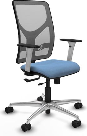 Piqueras y Crespo Schreibtischstuhl aus Stoff mit wei&szlig;en und schwarzen Armlehnen, h&ouml;henverstellbare Lendenwirbelst&uuml;tze, ausgestattet mit Syncro/Traslack und Schneidesch