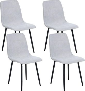 Beliani Beliani - Lot de 4 Chaises de Salle à Manger en Polyester Rembourré Pieds en Fer Sans Accoudoirs Gris Tuscola