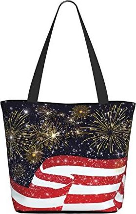 AOOEDM Sac &agrave; provisions pour femme drapeau am&eacute;ricain et feu dartifice 13 x 11 x 7 pouces. Le cadeau parfait pour la Saint-Valentin. Cest de la Saint-Valentin