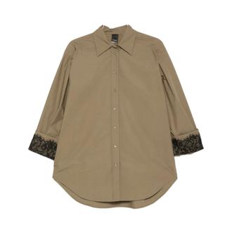 Pinko Pinko, Femme, Blouses et Chemises, Vert, Taille: 40 FR Torchiatura Shirt