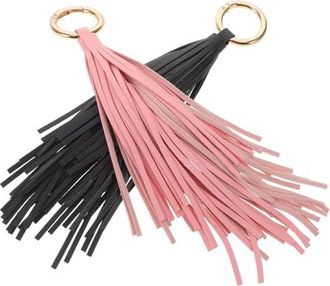 Beaupretty Lot de 2 Set de Porte-cl&eacute;s &agrave; Pompons en Cuir Pu Noir et Rose, Breloques pour Cl&eacute;s de Voiture Femme et Paquet &agrave; Main, Accessoires Boh&egrave;mes &agrave; Franges, D&eacute;