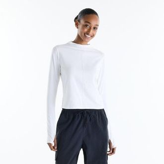 New Balance Femme Athletics Crafted Long Sleeve en Blanc, Jersey de Coton, Taille XL