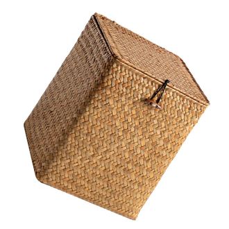 Angoily Mehrzweck Aufbewahrungsbox aus Handgewebtem Seegras mit Deckel Kleine Dekorative Aufbewahrungsschachtel f&uuml;r Haushalt Wohnzimmer und Badezimmer