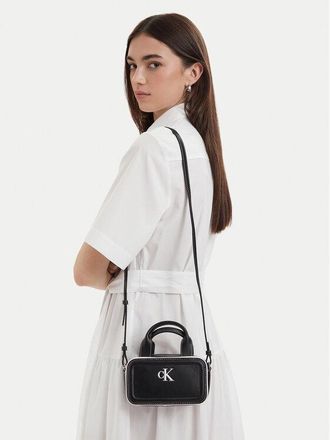 Calvin Klein Handtasche Contrast Ck Mini Bauletto Bag LV04F1257G Schwarz