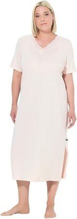 Ulla Popken Nachthemd, Lochstickerei, V-Ausschnitt, Halbarm, Modal Nightgown, Rose, 50 Femmes