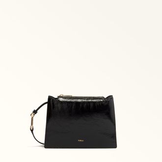 Furla Nuvola Umh&auml;ngetasche S Nero Schwarz Venice-lackleder Damen