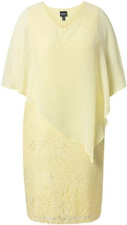 Ulla Popken Abendkleid Spitzenkleid A-Linie V-Ausschnitt 3/4-Arm