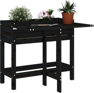 vidaXL Jardini&egrave;re de jardin avec dessus pliable noir bois pin massif vidaXL