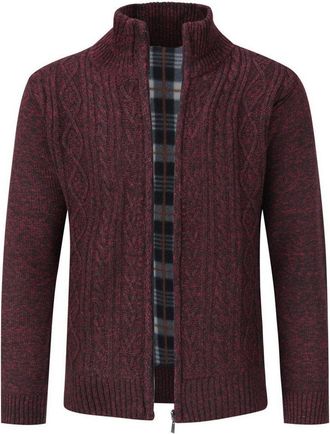AlltheMen Cardigan mit Stehkragen Herren Strickjacke mit reißverschluss