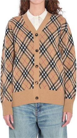 Burberry Femme, Pulls, Beige, Taille: 42 FR Gilet en Laine &agrave; Carreaux