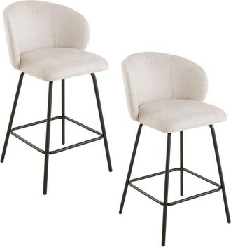 Calicosy Lot de 2 tabourets en tissu chiné et pieds en métal SORREL