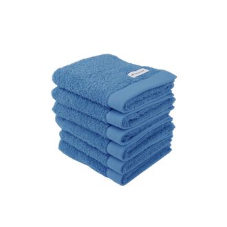 Tom Tailor G&auml;stehandtuch, 6er Set, 30 x 50 cm, 100% Baumwolle / Frottier, mit Aufh&auml;nger und Label mit Logo, COLOR BATH TOWEL Blau (Cool Blue)