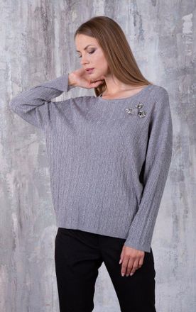 Passioni Strickpullover Glitzerpullover mit Schmuckdetails