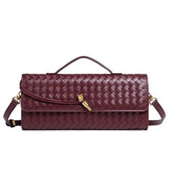 Generic Sac &agrave; bandouli&egrave;re tiss&eacute; pour femme, petit sac &agrave; main tiss&eacute; &agrave; la main pour femme, sac &agrave; bandouli&egrave;re tendance pour femme, sac long, bordeaux, 30.5*4*12.