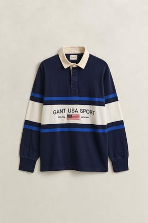 GANT Herren Gestreiftes Rugger (XXXL) EVENING Blau
