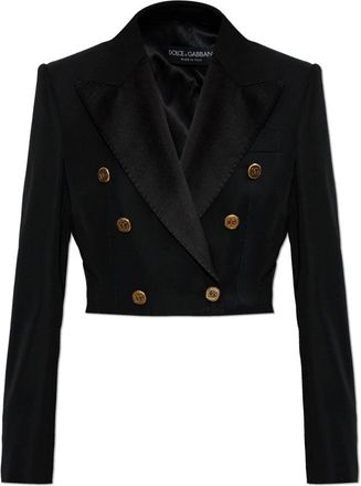 Dolce & Gabbana Femme, Vestes, Noir, Taille: 38 FR Veste crois&eacute;e en gabardine de laine