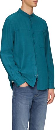 s.Oliver Regular Fit: Strukturiertes Baumwollhemd mit Stehkragen