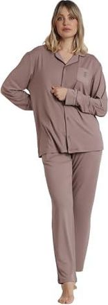 Admas Pyjama classique ouvert à manches longues Soft Sleep pour femme, Moka, L