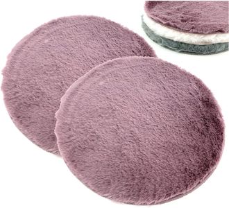 Heimtexland 2er Pack Sitzkissen Fellimitat Hase flauschig weich wärmend Stuhlauflage Kunstfell Vegan Fell Sitzauflage Bank Kissen Chalet Deko Holzbank Stuhlkissen