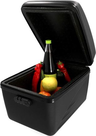 Fischer 50396 Isolierte Gepäckträgerbox | hält Lebensmittel warm oder kalt | 16 L Fassungsvermögen | Tragkraft 10 kg | Leichte Montage und Demontage am Gepäck