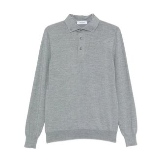 Gran Sasso Lang&auml;rmeliges Poloshirt mit Kn&ouml;pfen - - Tops - Herren - Grau - M