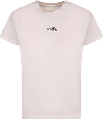 Maison Margiela Femme, Tops, Blanc, Taille: 38 FR T-shirt &agrave; Manches Courtes et Col Rond