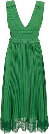 Self Portrait Robe Au Genou - Vert