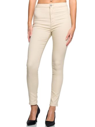 Elara Damen Jeans High Waist Slim Fit Chunkyrayan JS710-15 Beige 44 (2XL)