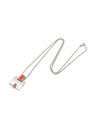 Herm&egrave;s collier &agrave; pendentif carr&eacute; Eileen (ann&eacute;es 2010) - Argent