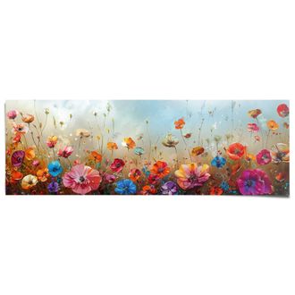 Reinders Poster, Blumenfeld, Wohnzimmer, Bilder, Wanddeko, Room Decor, 170 gr. gl&auml;nzend Bilderdruckpapier, Mehrfarbig, 53 x 158