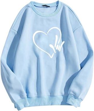 Generic Sweat &agrave; capuche &agrave; manches longues et col rond imprim&eacute; pour la Saint-Valentin 2026, bleu, XXL
