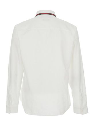 Gucci Mens Shirt With Web Collar White Cotton