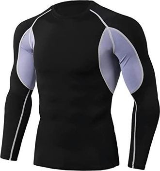 Generic T-shirts de compression &agrave; manches longues pour homme - S&eacute;chage rapide - Pour la gym, la course &agrave; pied, le fitness, lentra&icirc;nement,T-Shirts Manches Long