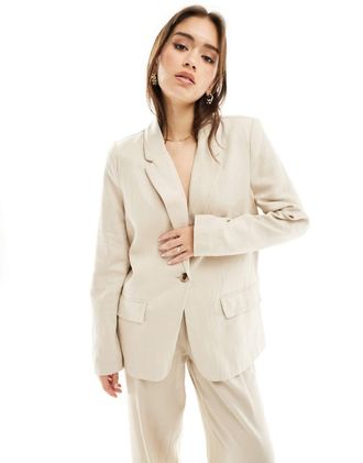 Vila Leinenblazer in Hellbeige, Kombiteil-Neutral