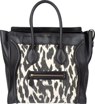 Celine Crossbody Bags - Celine Leopard Print Big Luggage Handbag - Gr. unisize - in Schwarz - f&uuml;r Damen