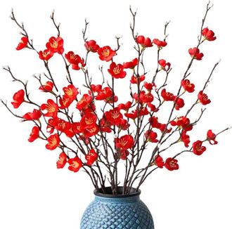 Generico K&uuml;nstliche Mandelbl&uuml;ten, 3 Zweige, ca. 50 cm, Rot, ideal f&uuml;r die Dekoration des Hauses, Hochzeiten, Partys, B&uuml;ros, Balkone und G&auml;rten (rot)