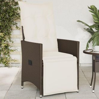 vidaXL Gartensessel Verstellbar mit Kissen Braun Poly Rattan - Vidaxl
