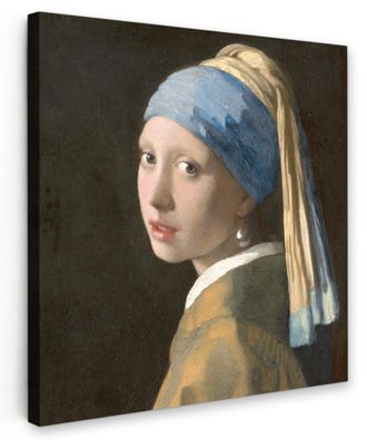 MuchoWow Leinwand Bilder, Einzigartige Wanddeko mit Rahmen, Das Mädchen mit dem Perlenohrring - Gemälde von Johannes Vermeer, Wandbilder Wohnzimmer, Deko Schla
