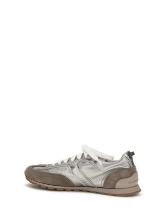 Brunello Cucinelli Womens Sneakers Suede Titanium Trainers