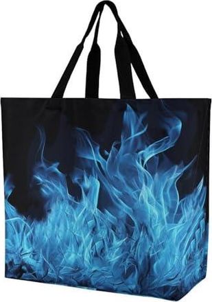 Generic Flamme Bleue Sac Fourre-Tout Grand Sacs R&eacute;utilisable Sac Courses Pour Travail Plage Shopping